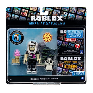 Roblox Action Collection - Work at a Pizza Place: Mia + Two Mystery Figure Bundle [Includes 3 Exclusive Virtual Items]
