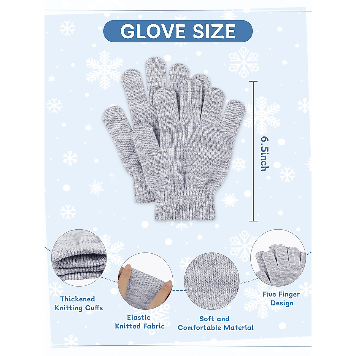 Gnodio 8 Pack Kids Beanie Hats and Gloves Set Kid's Knitted Beanies Hat Winter Gloves for Boys Girls