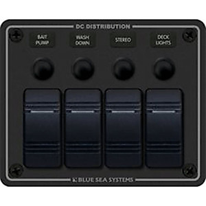 Blue Sea 8372 Water Resistant 4 Position - Black - Horizontal Mount Panel