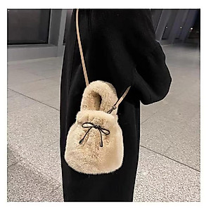 Women Cute Furry Purse Faux Fur Fuzzy Handbag Fluffy Crossbody Bag Plush Soft Sherpa Hand Bags Small Purses (beige)