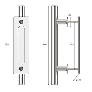 QINAIXQM 12''/30CM Sliding Barn Door Handle Double Sided Pull and Flush Barn Door Embedded Invisible Stainless Steel