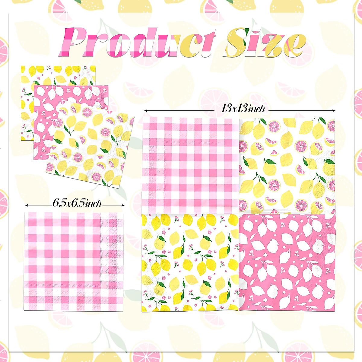 Pink Lemon Party Supplies,40Pcs Lemon Party Napkins Summer Fruit Party Decoration Pink Lemonade Theme Decoration for Lemon Baby Shower,Bridal Shower Party