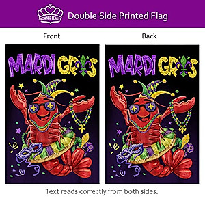 CROWNED BEAUTY Mardi Gras Burlap Garden Flag 12×18 Inch Double Sided Crawfish New Orleans Carnival Celebration Outside Vertical Holiday Yard Decoration