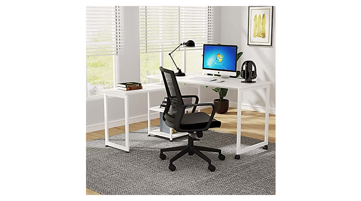 TRIBESIGNS 55" Rotating L-Shaped Office Desk