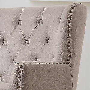 Rosevara Atlas Accent Chair Mid-Century Modern Chair Upholstered Lounge Arm Chair Cozy Accent Chair Tufted Accent Chair Small Accent Chair with Soft Cushion for Living Room, Bedroom Small Spaces