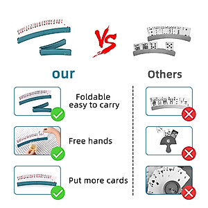 Fanwer Card Holders for Playing Cards, Hands-Free Curved Foldable Plastic Playing Card Holder for Kids Seniors, 2 Pack, 13.4Inches Long