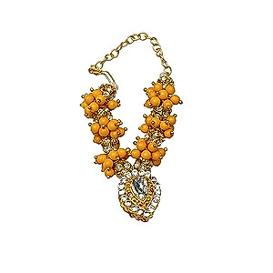 Designer Yellow Stone Mala with bangles Set for Laddu Gopal Devi Maa Radha Krishna Indian God Goddess Haar Sringar Set Deities Set for traditional Janmashtami for All God Statue (Size:- Length:-2 )