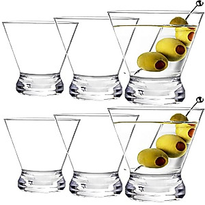 Youngever 6 Pack Plastic Martini Glasses, 10 Ounce Shatterproof Martini Cups, Stemless Martini Glasses