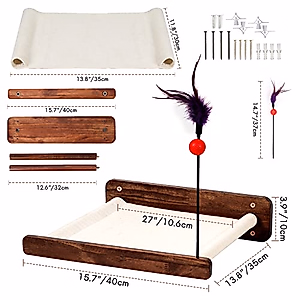 tamfom Cat Hammock Wall Mounted, Cat Shelves and Perches for Wall, Cat Wall Furniture for Indoor Cats, Quality Cat Furniture for Sleeping, Playing, Climbing and Lounging, Cat Wall Bed