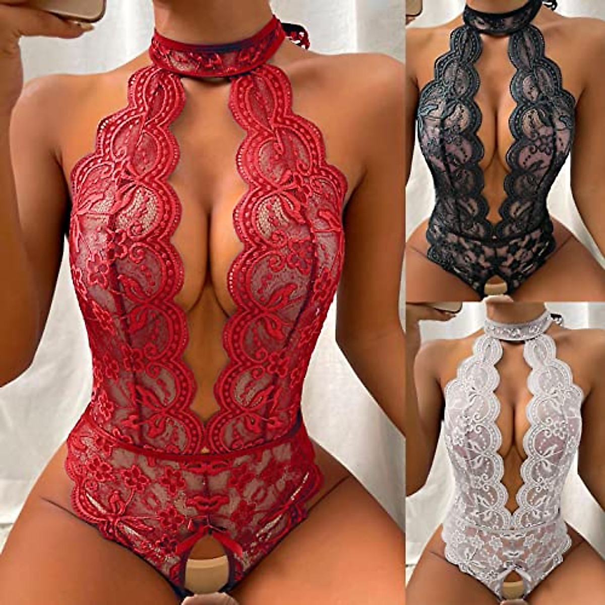 FABIURT Pajama Set for Women Summer, Lingerie for Women, Women's Lingerie Plus Size, Womens Sexy Sleepwear Sexy Chemise Lingerie Cotton Nightgowns for Women Wine