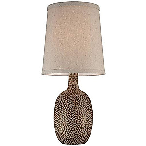 360 Lighting Chalane Rustic Farmhouse Accent Table Lamps 23 1/2" Tall Set of 2 Antique Bronze Hammered Textured Natural Linen Shade for Bedroom Living Room House Bedside Nightstand Office