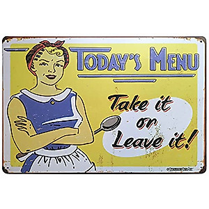 ERLOOD Today's Menu Take It or Leave It Retro Vintage Kitchen Signs Wall Decor Metal Tin Sign 12X 8