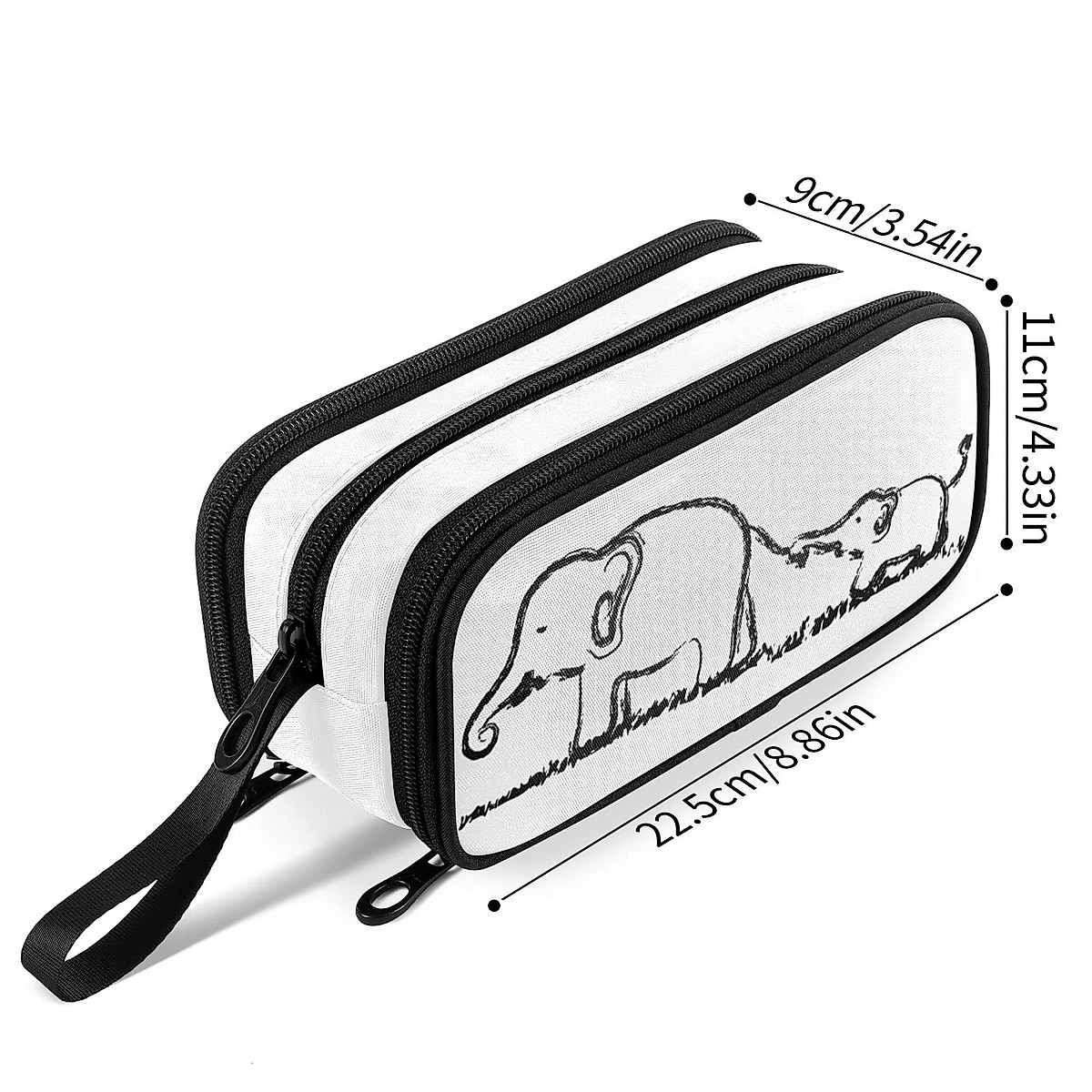 Fustylead Mom and Baby Elephants Nylon Pencil Bag Large Storage Pouch Pen Case Makeup Bag Simple Stationery Bag School College Office Organizer for Teens Boys Girls Student
