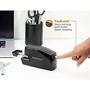 Bostitch Office Portable Electric Stapler, 20 Sheets, AC or Battery Powered, Black (MDS20-BLK)