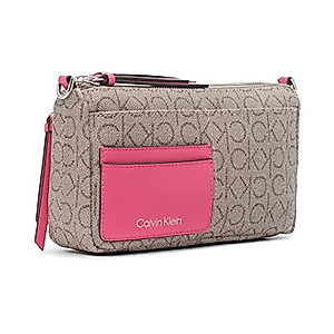 Calvin Klein Jana Novelty Convertible Crossbody & Belt Bag, Almond/Taupe/Pink Flambe