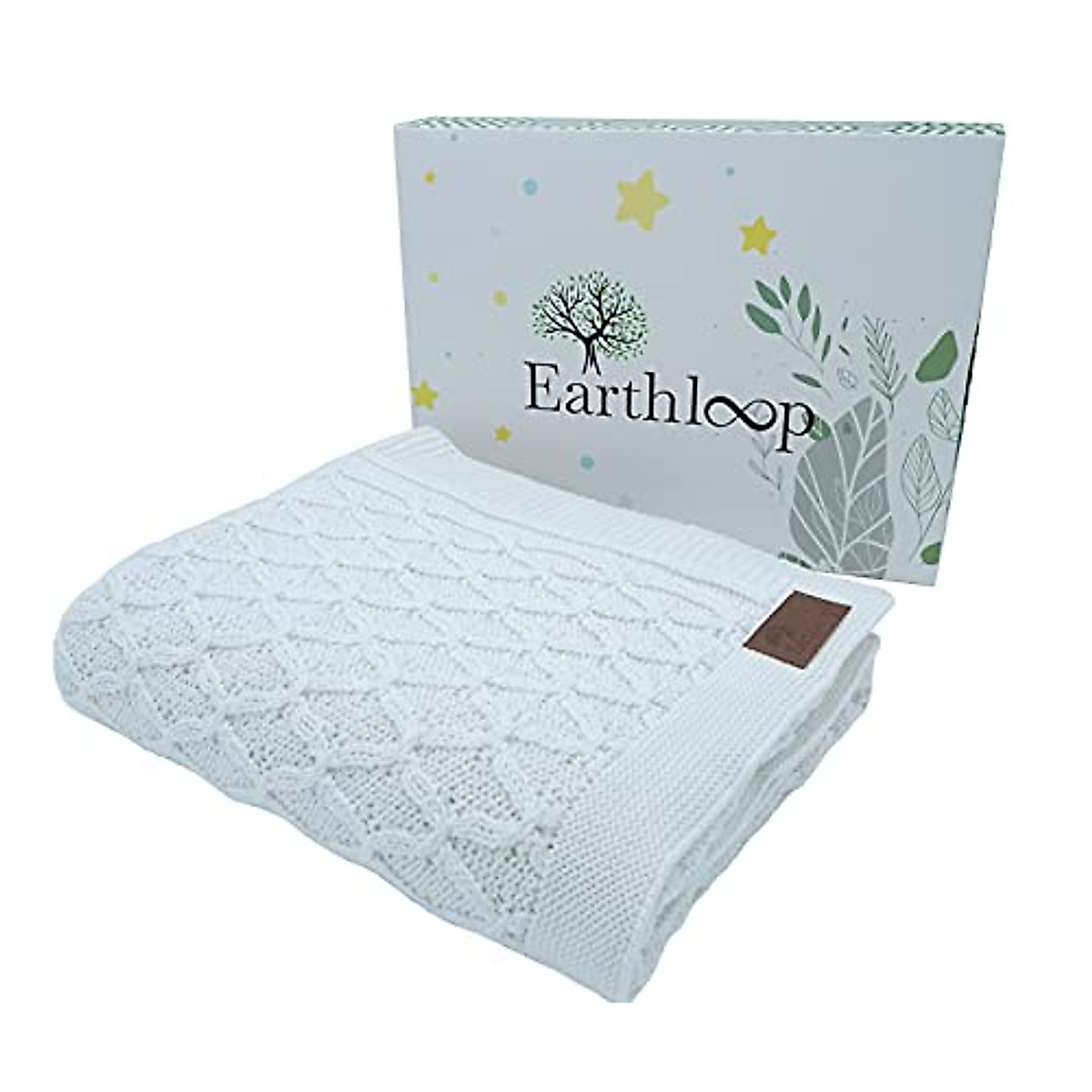 Soft Knit Baby Blanket 100% Organic Cotton GOTS Certified, Swaddle, Receiving and Stroller Blankets, White Neutral for Boy, Girl, Newborn, Infant and Toddler 40 x 30 inches