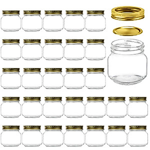 8 oz Glass Jars With Lids,Ball Regular Mouth Mason Jars For Storage,Spice Jars Canning Jars For Caviar,Herb,Jelly,Jams,Honey,Dishware Safe,Set Of 30 …