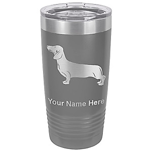 LaserGram 20oz Vacuum Insulated Tumbler Mug, Dachshund Dog, Personalized Engraving Included (Gray)