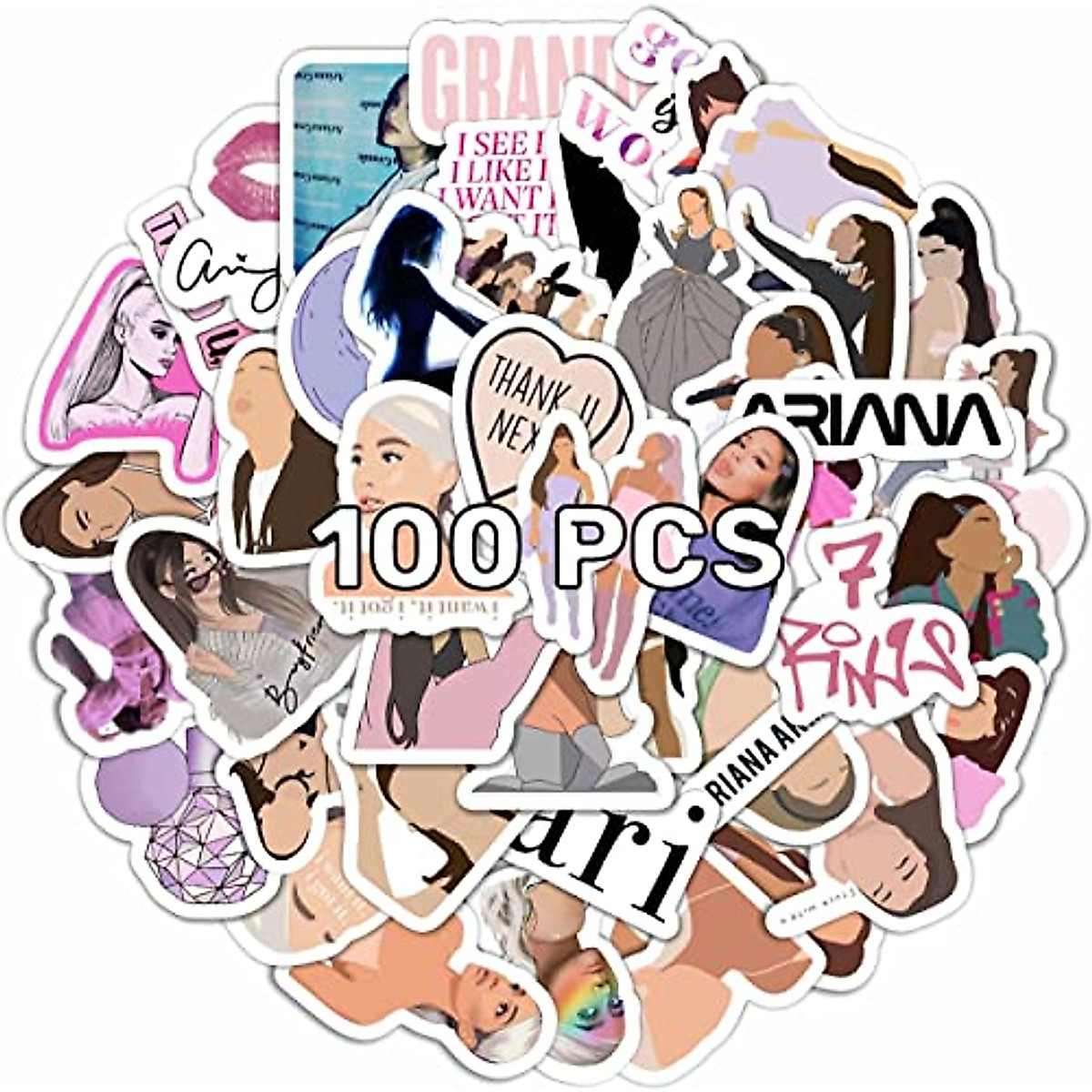 BulbaCraft 100Pcs Ariana Stickers - Pop Singer Stickers, R&B‎ Singer Stickers, Stickers for Teens, Music Stickers for Laptop, Stickers for Teens, Teen Girl Gifts