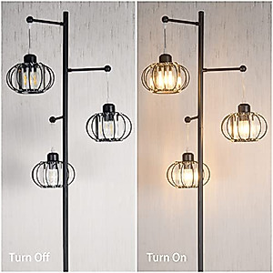 Beaysyty Industrial Style Crystal Tree Floor Lamp for Office Cafe Den Living Room Bedroom, On/Off Foot Switch,Black Floor Light,3 Lights