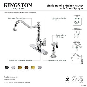 Kingston Brass GSY7701ACLBS American Classic Kitchen Faucet, Polished Chrome 10 x 9.5 x 12.19