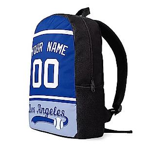 Los Angeles Custom Backpack High Capacity,Laptop Bag Travel Bag,Add Personalized Name And Number，Gifts For Baseball Fans