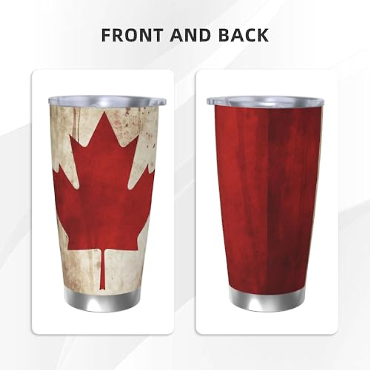 Retro Canada Flag Tumbler with Lid and Straw 20oz Stainless Steel Car Cup for Hot and Cold Drinks, Double Wall Insulated Travel Coffee Mug Reusable Drink Thermos Cup Birthday Gifts