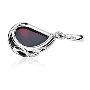 Ian and Valeri Co. Black Cherry Amber Sterling Silver Pendant Necklace 18 Inches