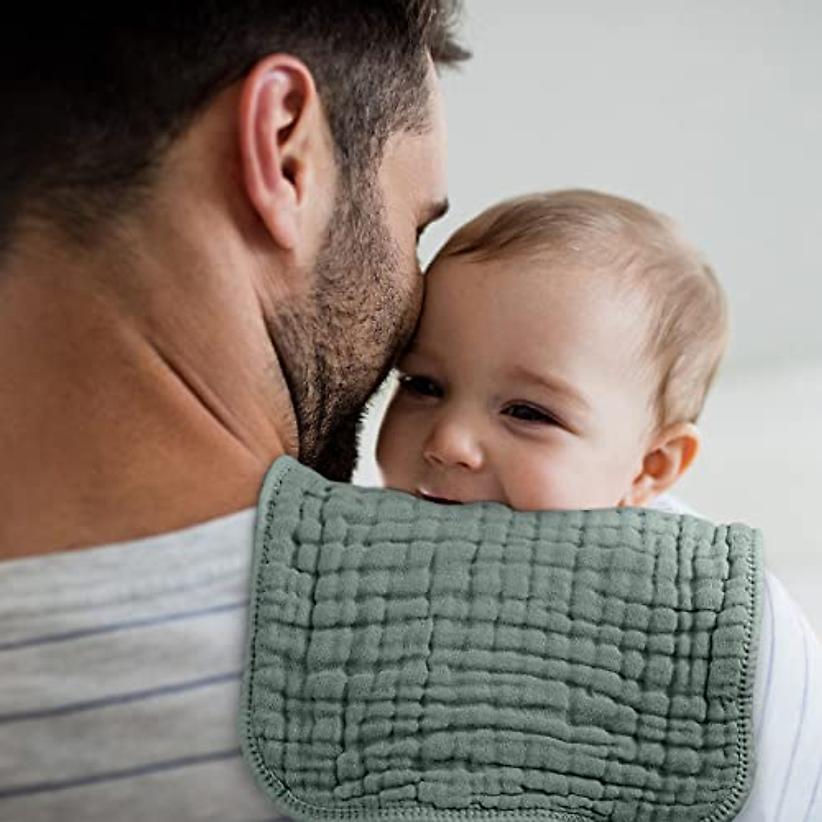 Looxii Muslin Burp Cloths 100% Cotton Muslin Cloths Large 20''x10'' Extra Soft and Absorbent 6 Pack Baby Burping Cloth for Boys and Girls (Dark Green)