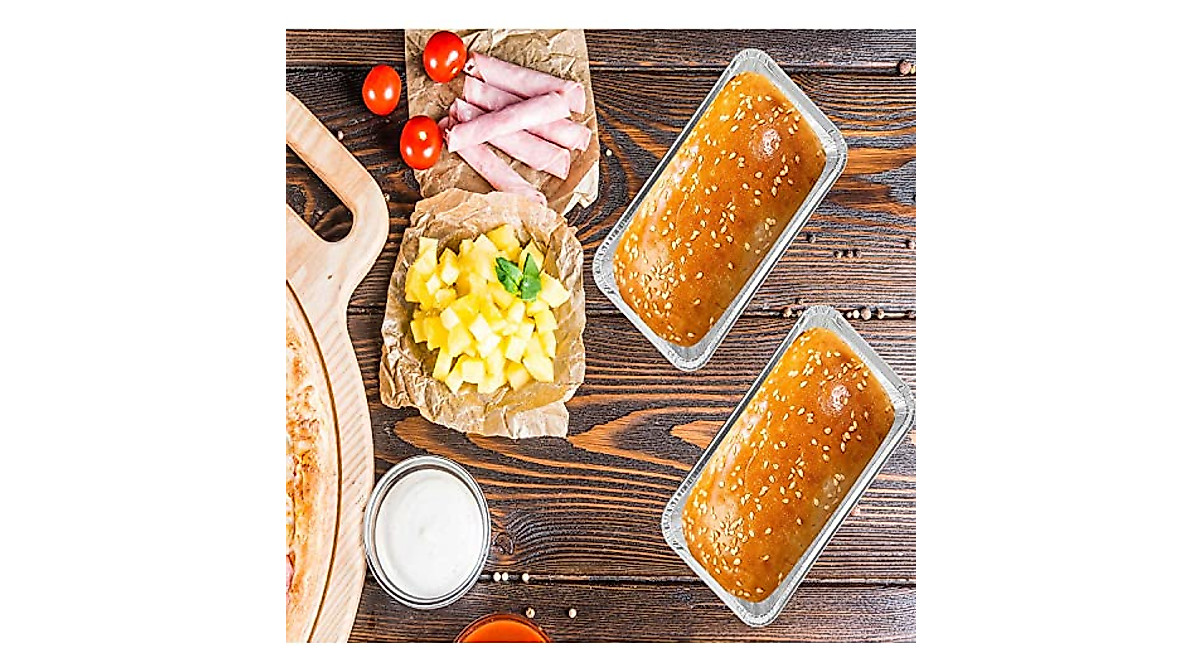WANBAO Disposable Aluminum Loaf Pans - 50 Pack for Baking & Food Storage