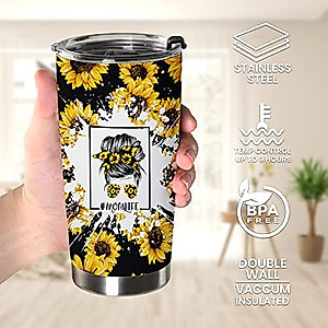 Pavo Christmas Gift for Woman, Sunflower Birthday Gift for Mom, 20 OZ Mom Life Floral Travel Tumbler for Holiday, Valentine, Mother's Day Gift Ideal from Son, Daughter, Best Friend