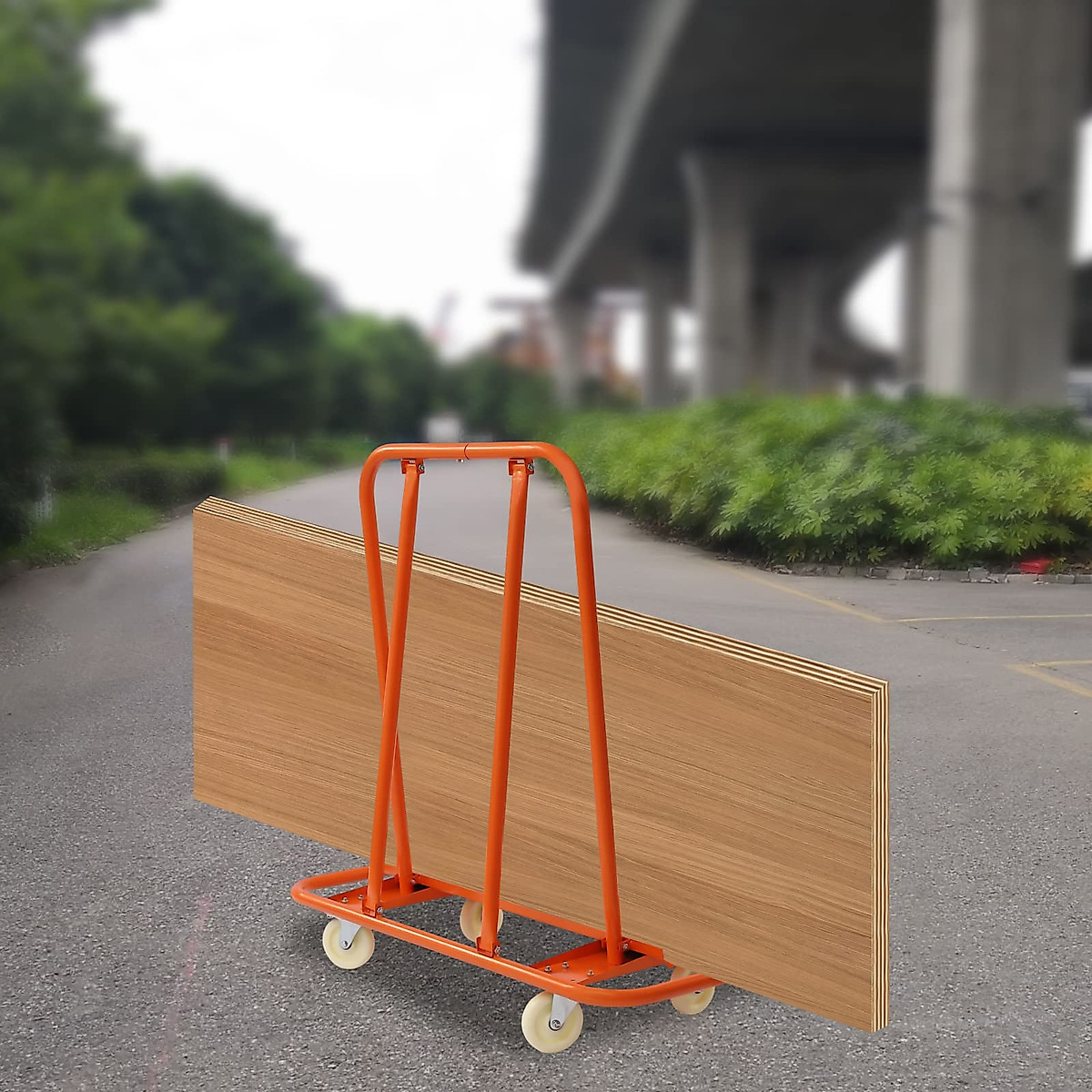 Eleeferri Drywall Cart 1600lbs Capacity Panel Dolly Steel Furniture Steel Panel Rolling Cart Carrier with Swivel Casters for Factory Warehouse Shopping Mall, Orange