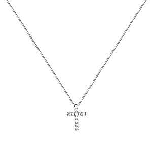 BLBLJERY Small Cross Necklaces for Women Simulated Diamond Cross Pendant Dainty Cubic Zirconia Silver
