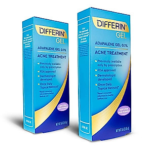Differin Adapalene Gel 0.1% Acne Treatment, 45 gram, 180-day supply, 1.6 Ounce (Pack of 2)