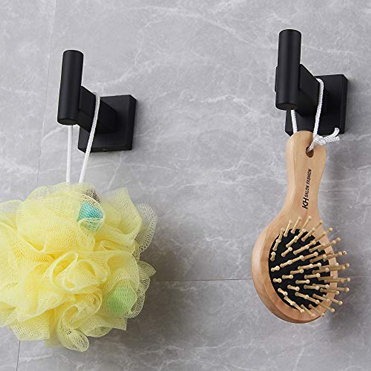 GERZWY Bathroom Matte Black Coat Hook SUS 304 Stainless Steel Single Towel/Robe Clothes Hook for Bath Kitchen Garage Heavy Duty Contemporary Hotel Style Wall Mounted 2 Pack DG1407-BK