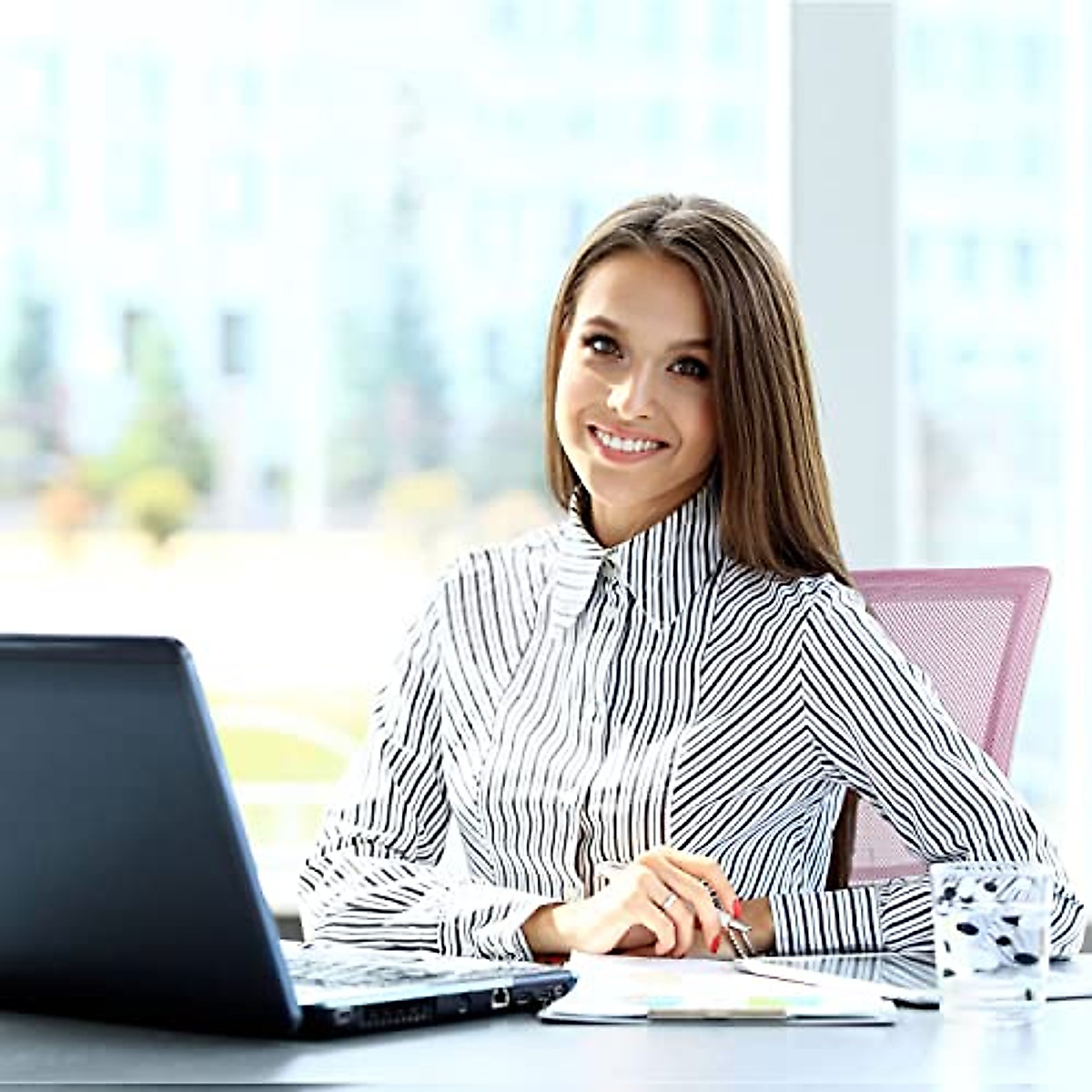 Office Chair, Desk Chair Ergonomic Pink Office Chair Computer Chair, Home Office Desk Chairs with Wheels Pink Desk Chair, Mid Back Mesh Office Chair Rolling Swivel Chair with Lumbar Support Armrests