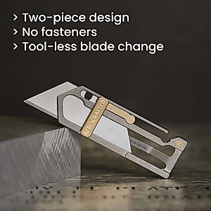 Aerocrafted Sideslip Utility Knife, EDC Everyday Carry, Razor Blade, Made in the USA (Titanium/Bronze, Right-handed)
