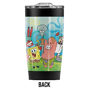 Spongebob Group Scene Stainless Steel 20 oz Travel Tumbler, Vacuum Insulated & Double Wall with Leakproof Sliding Lid