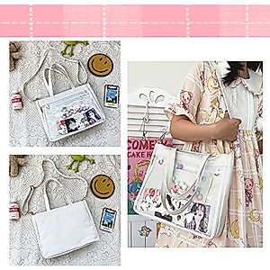 Ita Bag Ita Ba Zakkamart Tote Bag 2way Clear A4 Clear Bag Shoulder Deco Bag Canvas Bag School Bag School Ladies (purple)