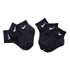 Nike Boy's Mesh & Cushioned Ankle Socks 6-Pack (Little Kid) Black 4-5 Little Kid