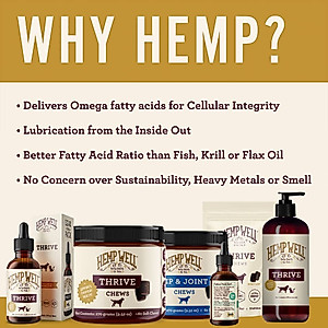 Hemp Well Thrive Pet Oil for Cats and Dogs, Everyday Supplement for Overall Health, Hip, Joint, and Heart Health, Organically Sourced - 8 Ounce