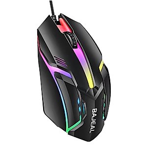 Smaige Wired USB Mouse – RGB Optical Computer Mouse,1200 DPI Office,Home and Game Mice for Windows PC, Laptop, Desktop, Notebook, for Right or Left Hand Use (Black)