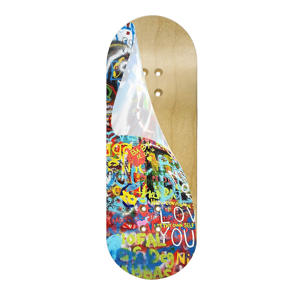 Teak Tuning Fingerboard Deck Graphic, Graffiti Wall - Adhesive Graphics to Customize Your 32mm - 110mm Long, 35mm Wide, 0.2mm Thick - Waterproof Vinyl - Includes Mini File