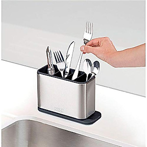Joseph Joseph Surface Cutlery Drainer Stainless Steel Organizer Caddy Holder Drying Basket Kitchen, Silver