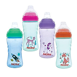 Nuby No Spill Printed Thirsty Kids No-Spill Sip-it Sport Cup with Soft Spout and Lid - 12oz / 360 ml, 12+ Months, Single Pack of 1, Print May Vary