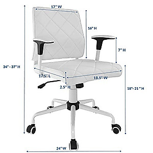Modway Lattice Modern Faux Leather Mid Back Computer Desk Office Chair In White