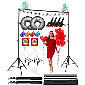 Professional Backdrop Stand for Parties, SoftTime Adjustable Backdrop Stand Kit 7x6.5Ft, Heavy Duty Background Banner Stand Backdrop for Photoshoot Photo Video Studio Balloon Party Decorations