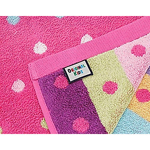 ORIGINAL KIDS 6 Piece Towel Set - Bath Time Sugar & Spice - 2 Bath Towels, 2 Hand Towels, 2 Washcloths in Bonus Tote Bag - 100% Cotton Jacquard Soft Absorbent Pool Beach Towel Gift - Pink Multicolor