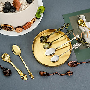 HOSTK Retro Coffee Spoons, Creative Tableware Dessert Spoons, Crystal Alloy Spoons, Vintage Carved Tea Spoons for Coffee Sugar Ice Cream Dessert Cake Soup Party Supplies Home Office(18 Pieces)