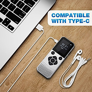 64GB Voice Recorder, Digital Voice Recorder with Bluetooth, Tape Recorder Up to 3072kbps Bit Rate, Voice Activated Recorder with Playback, Audio Recorder for Interview Meetings Lecture